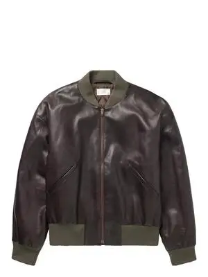THE ROW Setsen Full-grain Leather Bomber Jacket - Brown
