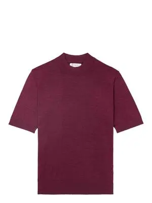 Brunello Cucinelli Silk And Cotton-blend T-shirt - Burgundy