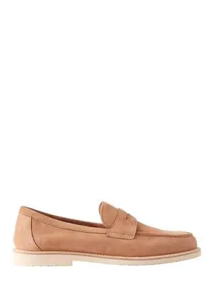 Brunello Cucinelli Suede Penny Loafers - Brown