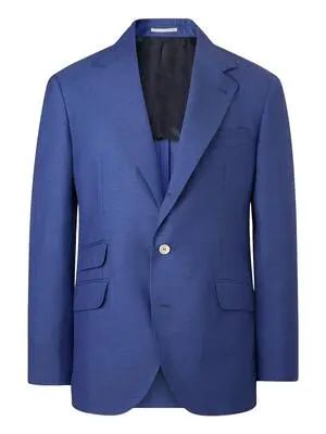 Brunello Cucinelli Unstructured Virgin Wool Suit Jacket - Blue