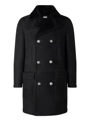 Brunello Cucinelli Double-breasted Shearling Coat - Black