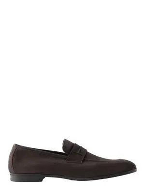 TOM FORD Sean Suede Penny Loafers - Brown