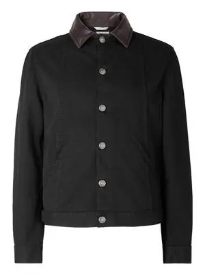 Brunello Cucinelli Leather-trimmed Denim Jacket - Black