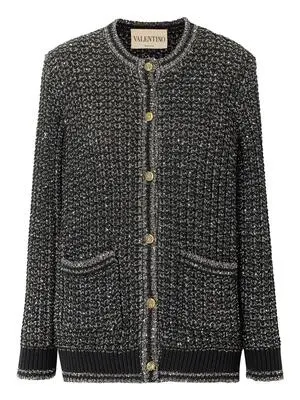 Valentino Garavani Sequin-embellished Cotton-blend Cardigan - Black
