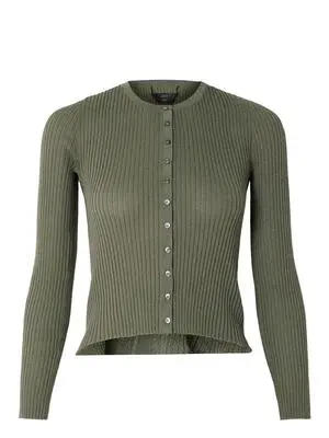 LESET Blake Ribbed Lurex Cardigan - Green