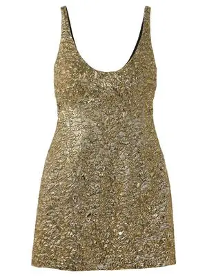 EMILIA WICKSTEAD Einna Floral Metallic Cloqué Mini Dress - Gold