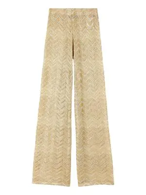 Missoni Metallic Crochet-knit Wide-leg Pants - Gold