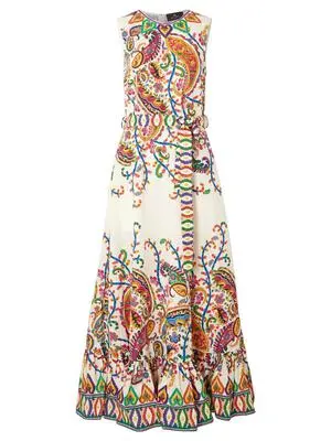 Etro Belted Printed Maxi Dress - Multi