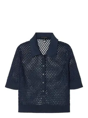 Kiki De Montparnasse Crocheted Silk Polo Shirt - Blue