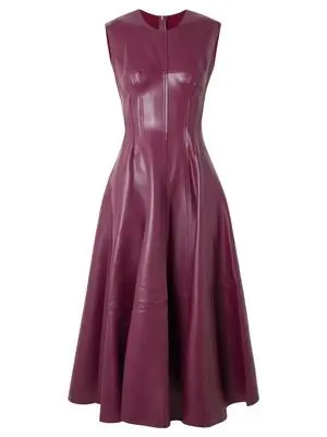 Norma Kamali Grace Belted Paneled Midi Dress - Purple