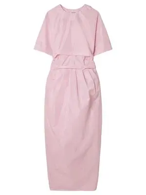 Staud Michelina Tie-detailed Taffeta Midi Dress - Pink