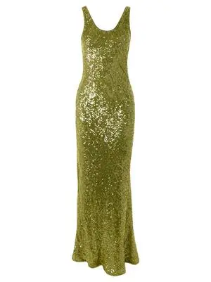 Galvan Moonlight Valletta Sequined Gown - Green