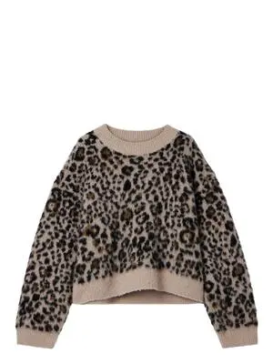 NILI LOTAN Zamira Leopard-jacquard Cashmere And Silk-blend Sweater - Animal Print