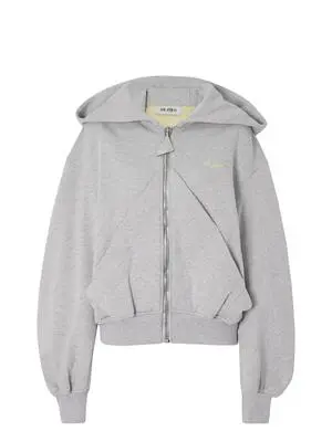 Attico Cotton-blend Zip-up Hoodie - Gray