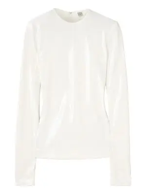 TOTÊME Sequined Mesh Top - White