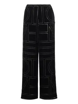 TOTEME Devoré-velvet Wide-leg Pants - Black