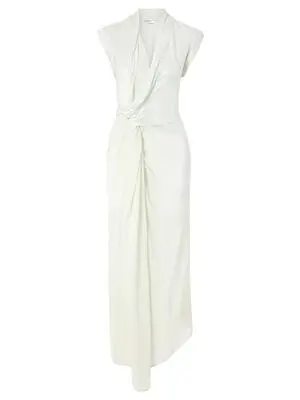 Victoria Beckham Asymmetric Twisted Satin Maxi Dress - Green