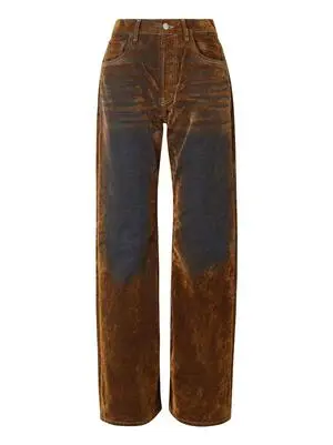 Acne Studios Suede-effect Mid-rise Wide-leg Jeans - Brown