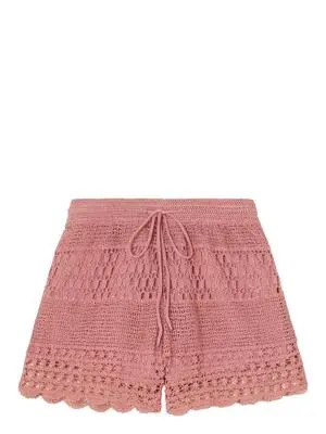 Zimmermann Wanderlust Crocheted Cotton-blend Shorts - Pink