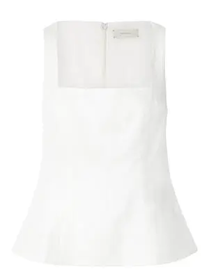 Faithfull The Brand Mina Linen Peplum Top - White