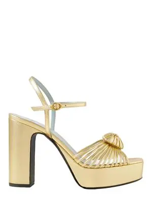 Valentino Garavani Embellished Metallic Leather Platform Sandals - Gold