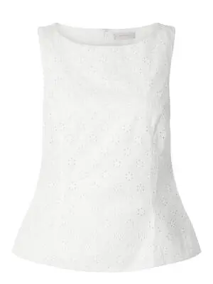 FAITHFULL THE BRAND Olivia Broderie Anglaise Peplum Top