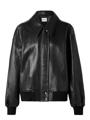 KHAITE Shelman Leather Bomber Jacket