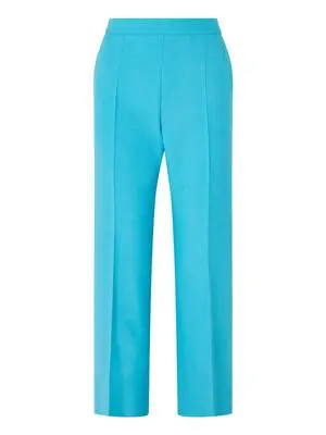 Chloé Wool-crepe Straight-leg Pants - Blue