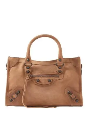 Balenciaga Le City Small Suede Tote - Brown