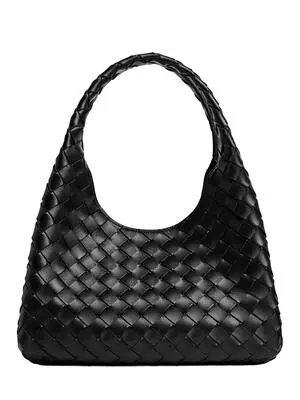Bottega Veneta Intrecciato Leather Shoulder Bag - Black