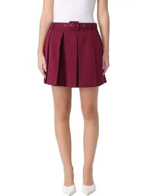 SIMONA CORSELLINI Pleated Skirt With Belt - Burgundy