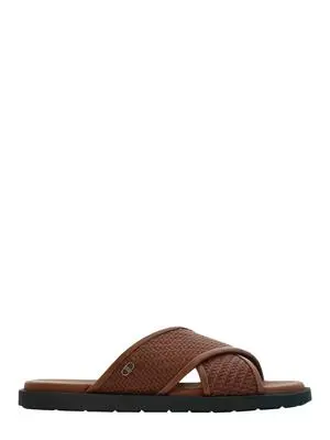 FERRAGAMO Gancini-Plaque Sandals Brown
