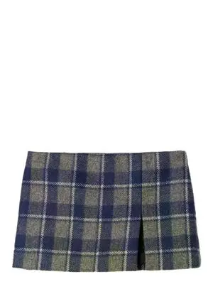 Miu Miu Checked Mini Skirt - Blue