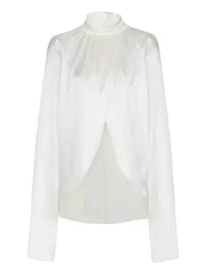 Balmain Draped Long-sleeve Blouse - White