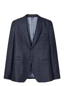 Paul Smith Navy Check 'silk Air' Blazer - Blue
