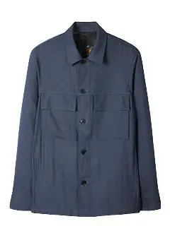 Paul Smith Washed Navy Textured Wool-lyocell Overshirt - Blue