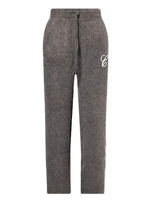 THE COUTURE CLUB Chainstitch Embroidery Barrel-leg Knitted Jogging Bottoms - Charcoal
