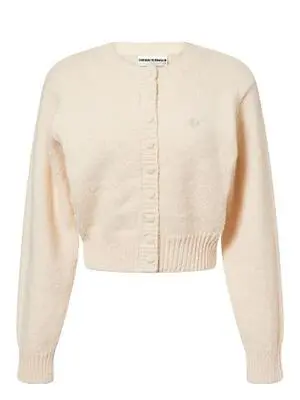 THE COUTURE CLUB Emblem Embroidered Cropped Knitted Cardigan - Buttermilk