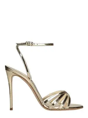 Casadei Julia 100 Patent-leather Heeled Sandals - Gold