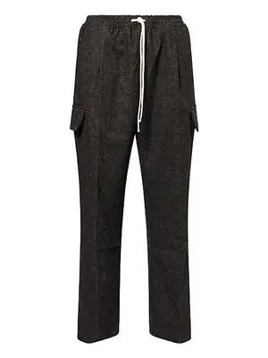 THE COUTURE CLUB Herringbone Wide-leg Woven Trousers - Charcoal