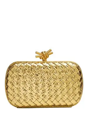 Bottega Veneta Embossed Laminated Leather Clutch - 8472 Gold-