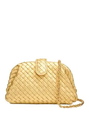 Bottega Veneta Small Laminated Leather Clutch 8472 Gold-