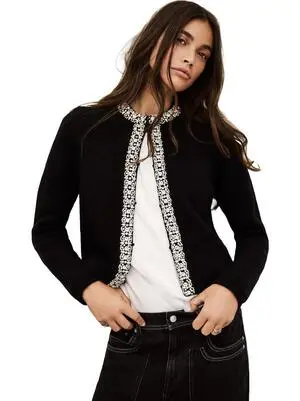 Ba&sh Louna Diamante Knit Cardigan - Black