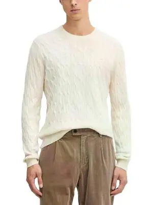 HACKETT Crew-neck Cable Knit Sweater - Neutrals