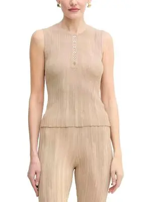 MARCIANO Buttoned Ribbed Tank Top - Neutrals