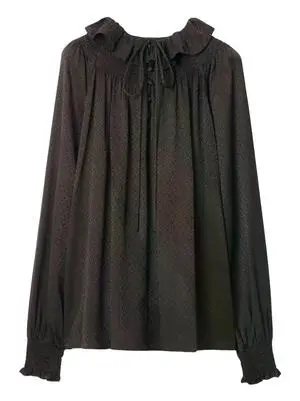 Burberry Geometric-pattern Ruffled Blouse - Brown