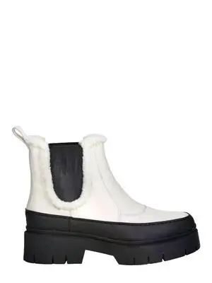 Hugo Faux Fur-trim Chelsea Boots - White