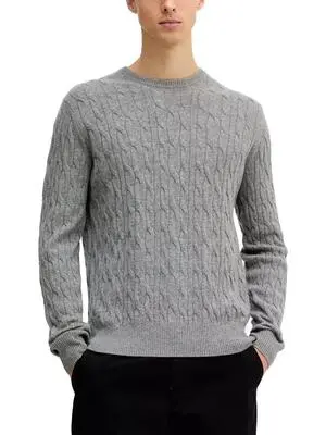 HACKETT Crew-neck Cable Knit Sweater - Grey
