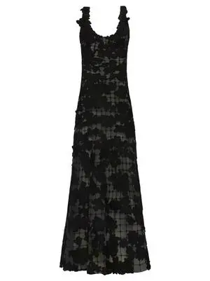Oscar De La Renta Floral Cut-out Threadwork Gown - Black