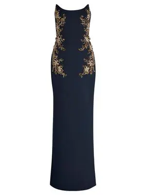 Rebecca Vallance Orla Embellished Crepe Gown - Navy